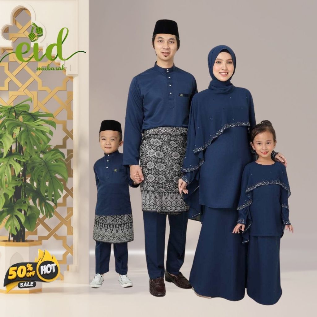 SET FAMILY WARNA NAVY BLUE | BAJU KURUNG MODEN SAFIYYAH | BAJU RAYA ...