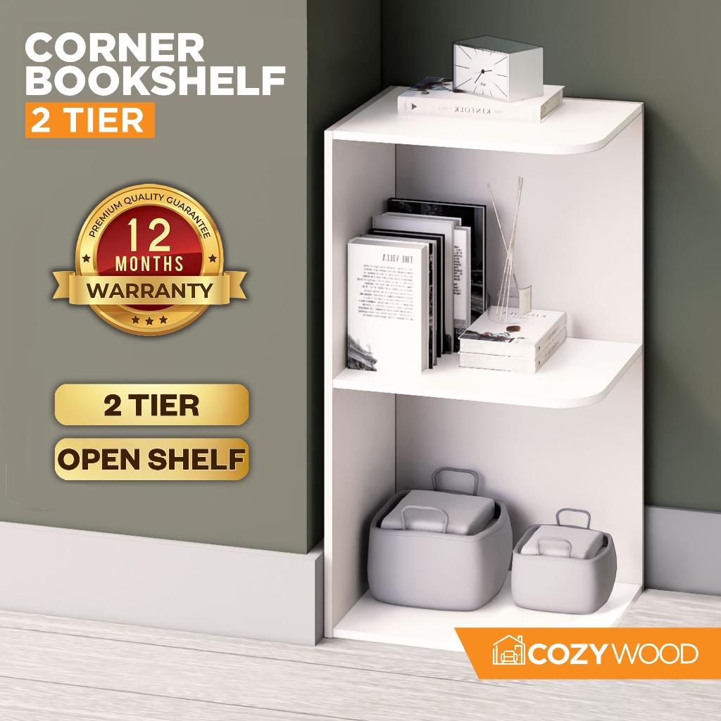 [COZY] Corner Rack 2 Tingkat Corner Shelf 2 Tier Bookshelf Decorative ...