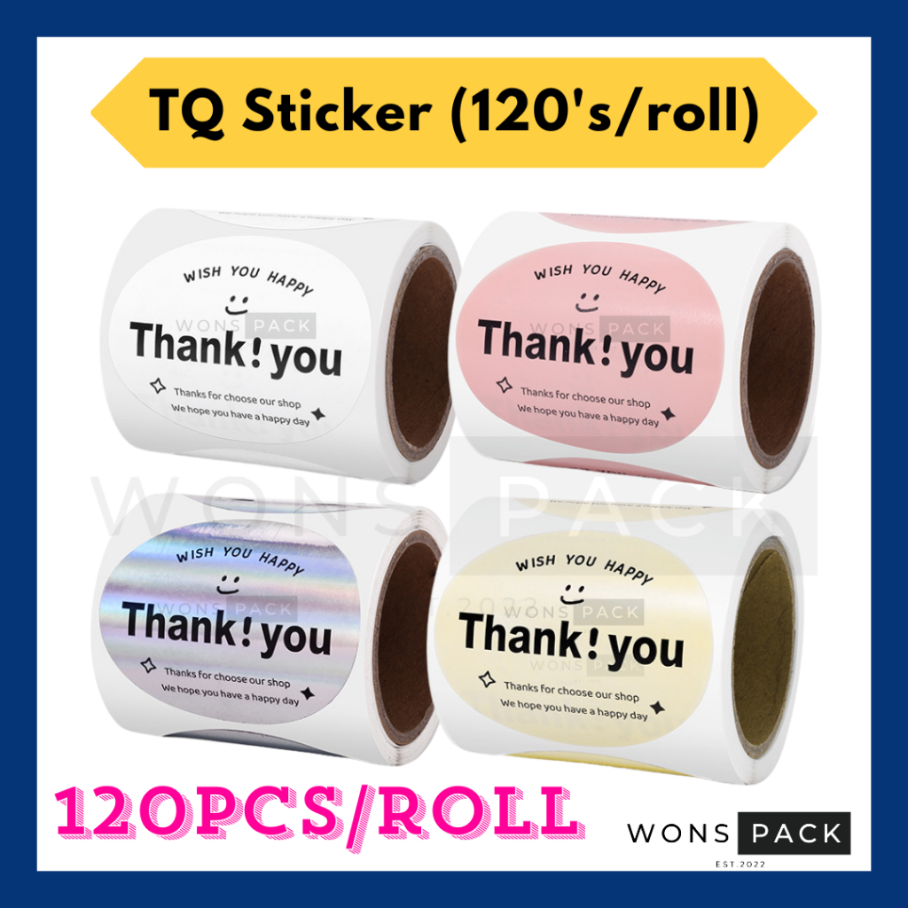 {READY STOCK} 120pcs/roll Thank You Sticker Terima Kasih Seal Label ...