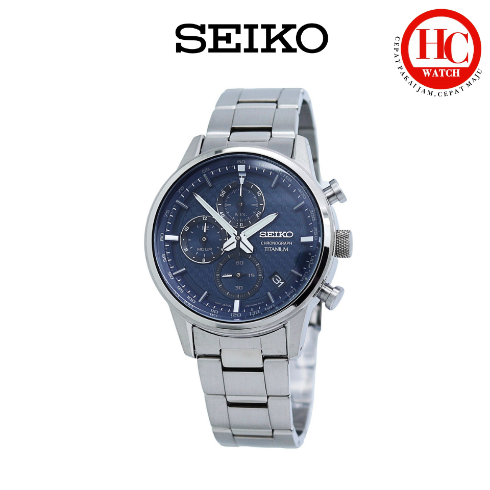 Seiko SSB387P1 Titanium Chronograph 41mm Blue Dial Quartz Men's Watch ...