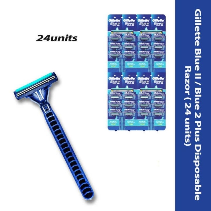 GILLETTE BLUE II / BLUE 2 Plus Disposable Razor (1 Card x 24 Units ...