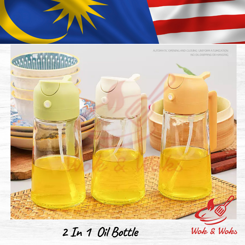 2 In 1 Spray@Pour Oil Glass Bottle / Botol Kaca Sembur@Tuang Minyak 2 ...