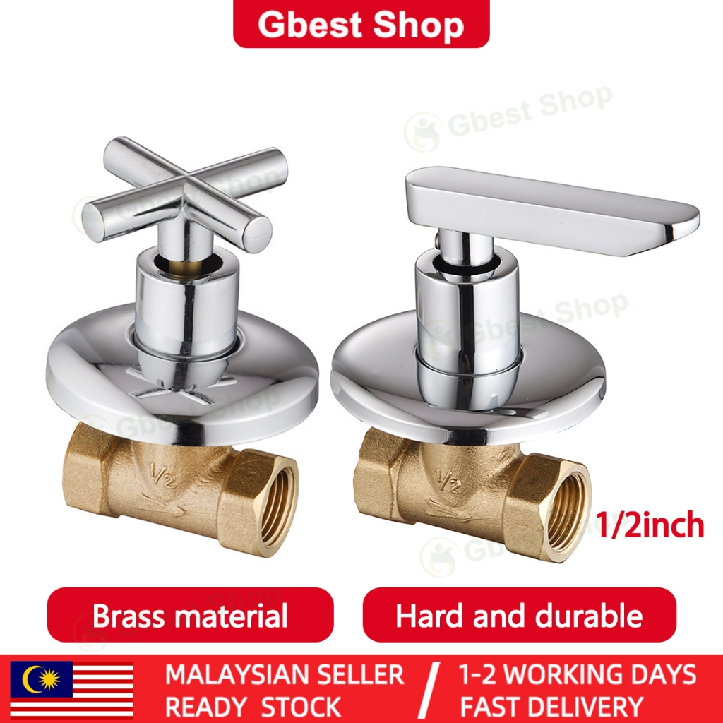 1/2" Brass Quarter Turned Shower Stop Valve Stop Cock Injap Berhenti ...