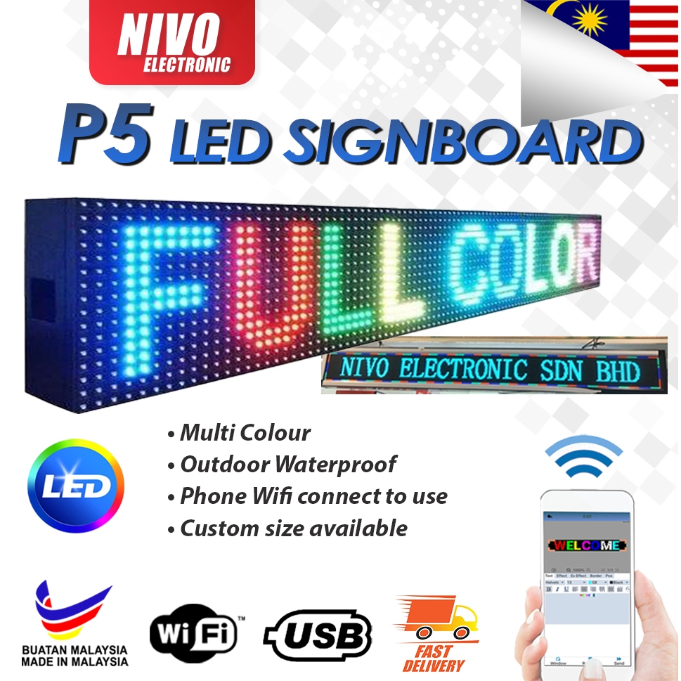SINGBOARD P5 LED DISPLAY BOARD MULTICOLOUR ( 1x3 1x4 ) | Shopee Malaysia