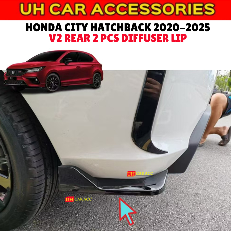 HONDA CITY HATCHBACK 2020-2025 V2 REAR 2 PCS DIFFUSER LIP BODYKIT ...