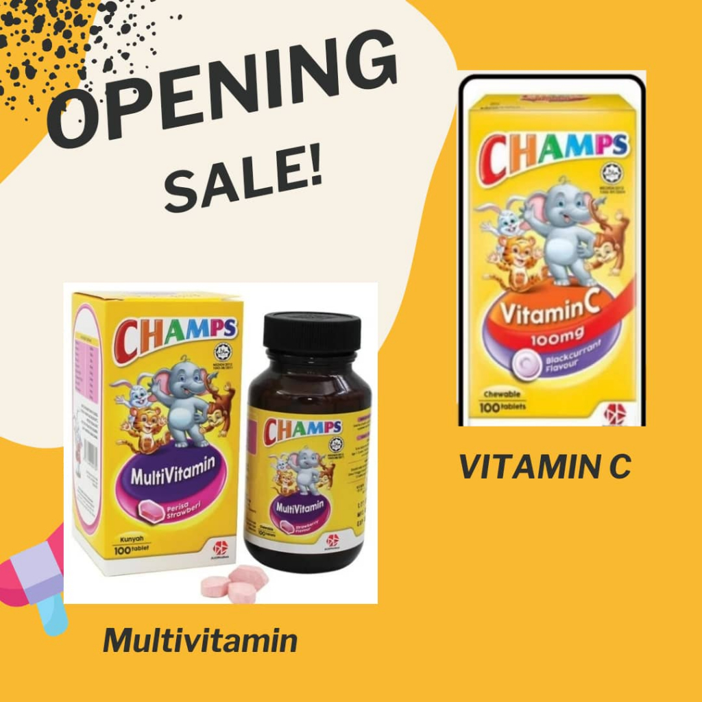 CHAMPS VITAMIN C 100mg(100 biji) / CHAMPS MultiVitamin (100 biji ...