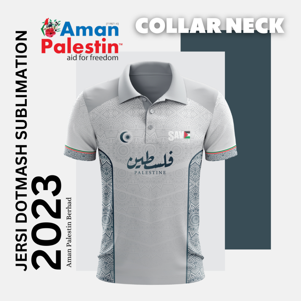 JERSI COLLAR Palestin X Malaysia [BATIK][2023] Sublimate Dot Mesh Kain ...