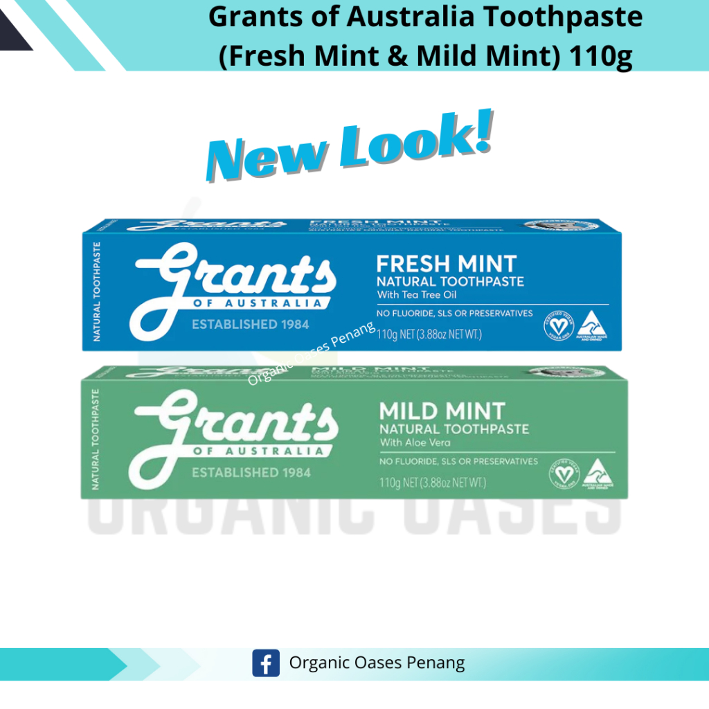 Grants of Australia Toothpaste Fresh Mint 110g x 1 + Mild Mint 110g x 1 ...