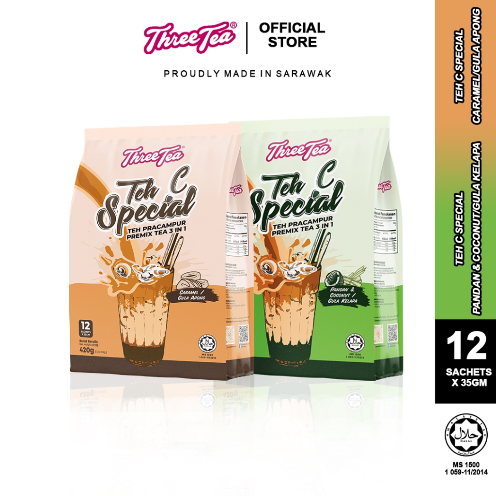 [Three Tea] Combo Pack Teh C Special Instant Sachet 3in1 Halal | Shopee ...