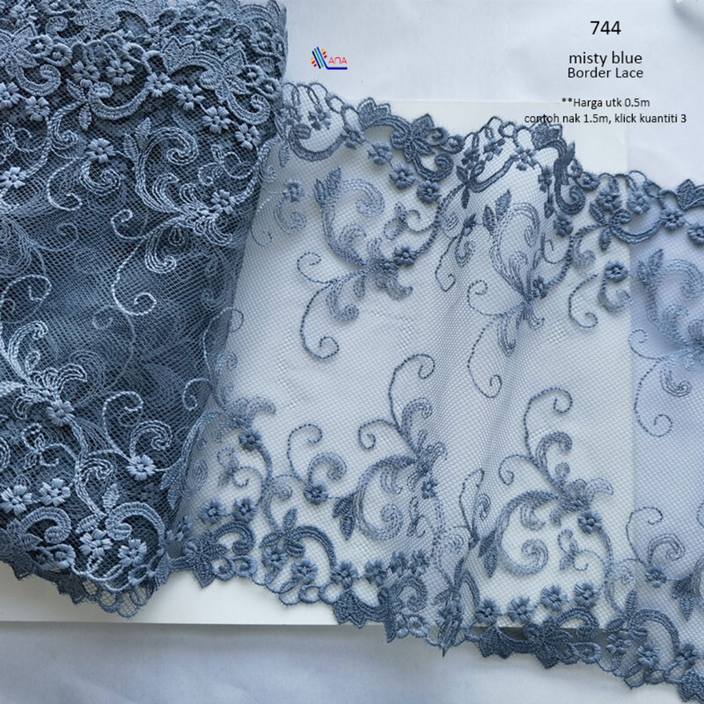 Series Misty Blue Ash Blue Dusty Blue Premium Border Lace Sulam ...