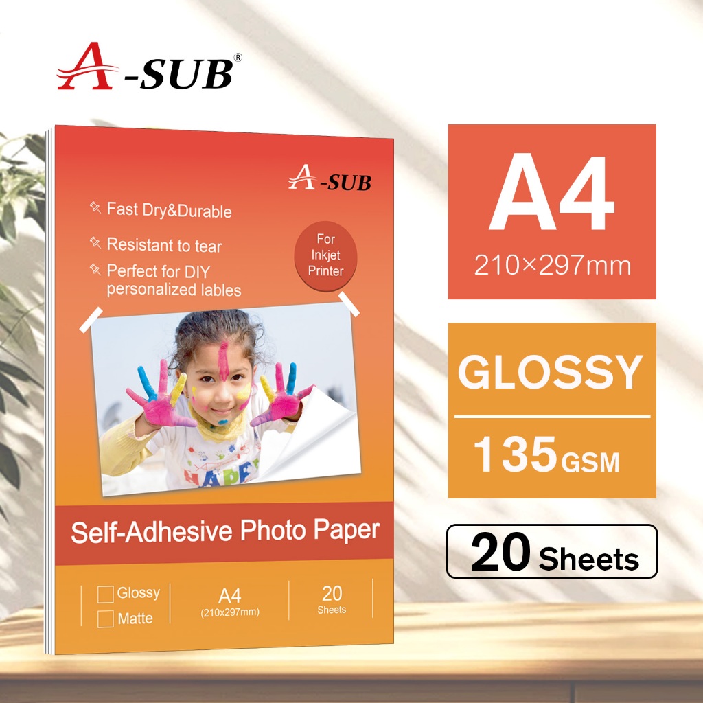 Self-Adhesive Photo Paper, Sticky Photo Paper,Glossy, A4size, 20Sheets ...
