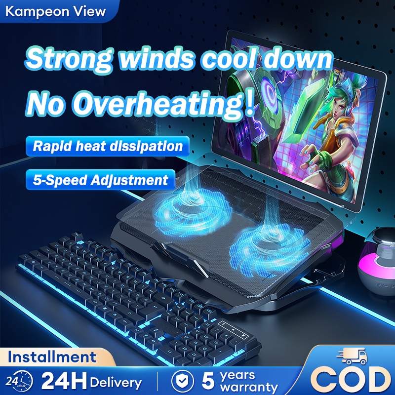 Laptop Cooler Stand Cooling Fan USB Dual Fans 5-speed adjustable Speed ...