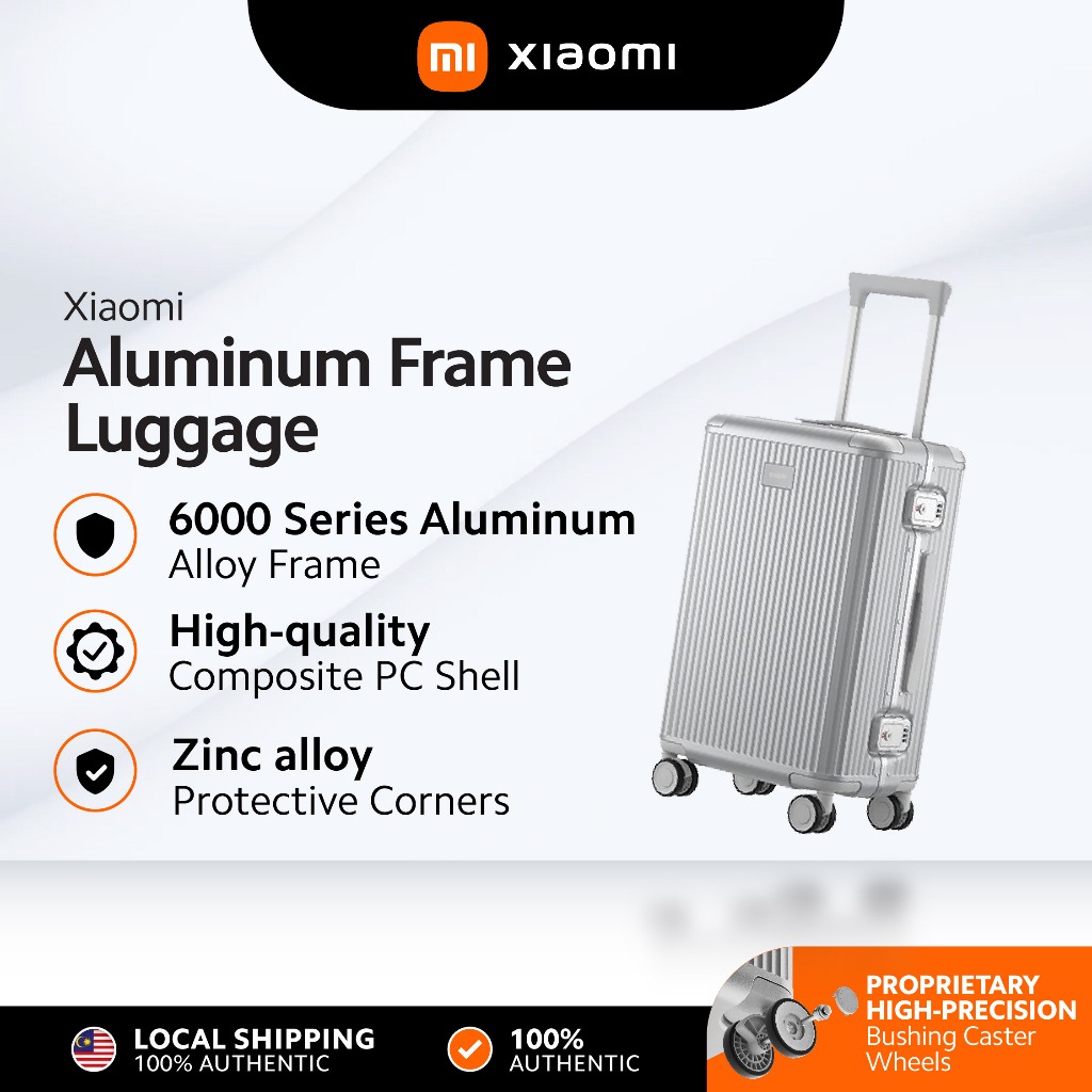 Xiaomi Aluminum Frame Luggage | 20/24/26 Inches | Dual TSA Locks | Wet ...
