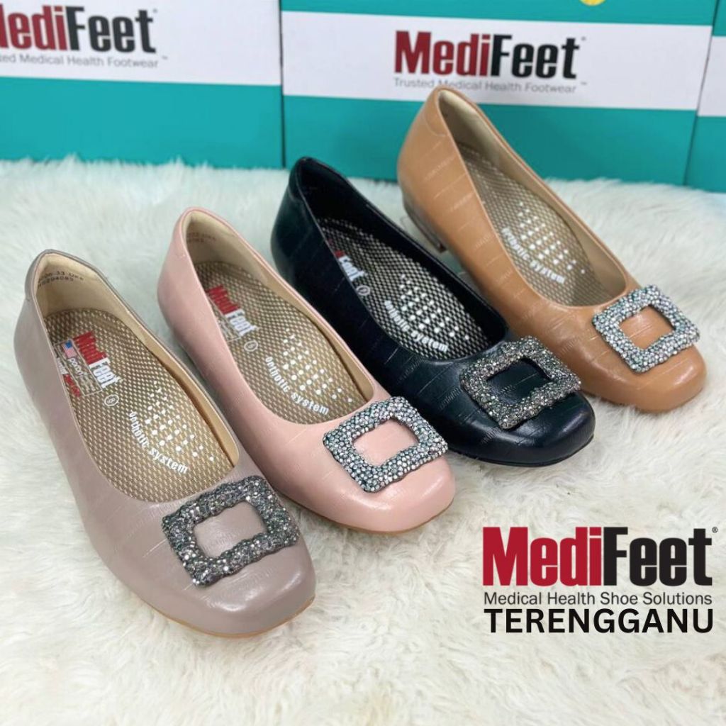 MEDIFEET MF9006 FAIRLADY SQUARE TOE COURT SILK BUCKET MEDICAL HEALTH ...