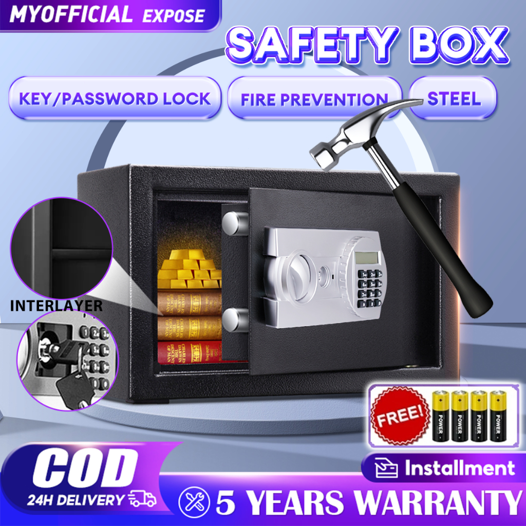 Safety Box Money With Key Password Box Digital Safe Box Money Box Metal ...