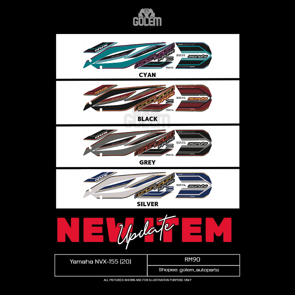 Yamaha NVX 155 (20) NVX / Aerox - v2 Gred AAA Sticker body Stripe ...