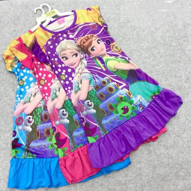 Girl Princess Frozen Dress Anna Puteri Gaun Elsa Gown Olaf Baju Tidur ...