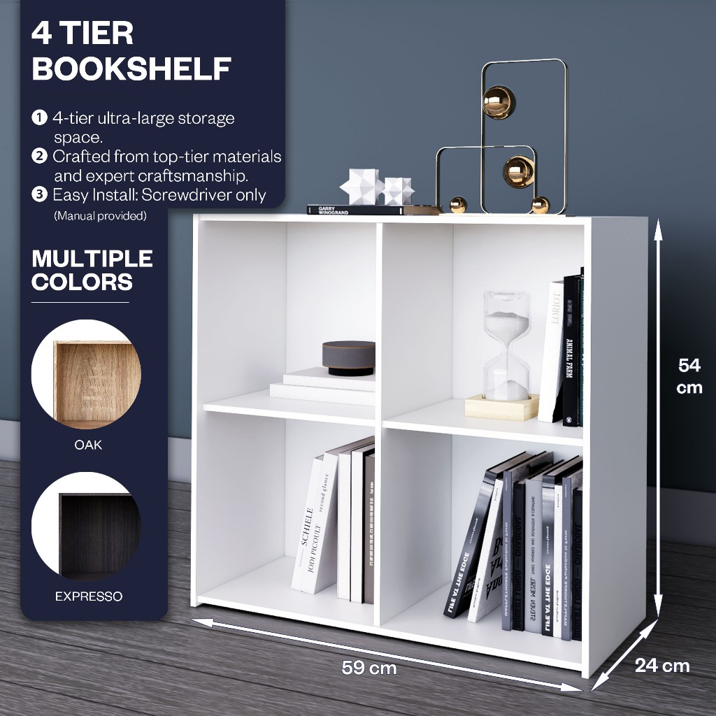 Rak Buku 4 Tingkat 4 Tier Bookshelf (2Tier+2)my-com/DIY Utility Shelf ...