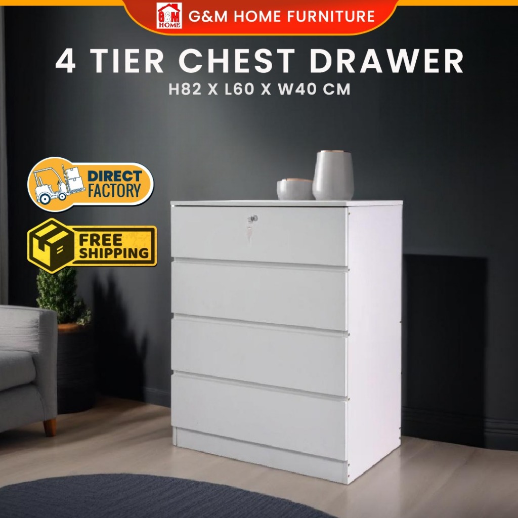 G&M DIY 4 Drawers Chest / 3 Laci / 5 Tingkat Chest Drawer / 4 Tier ...
