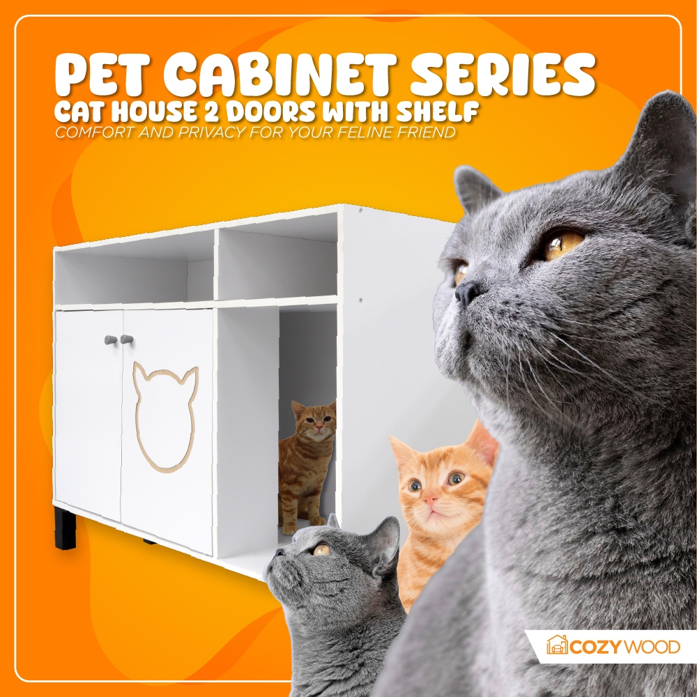 [COZY] Cat House Cabinet/2 Doors/Wooden Pet House/Display Cabinet ...