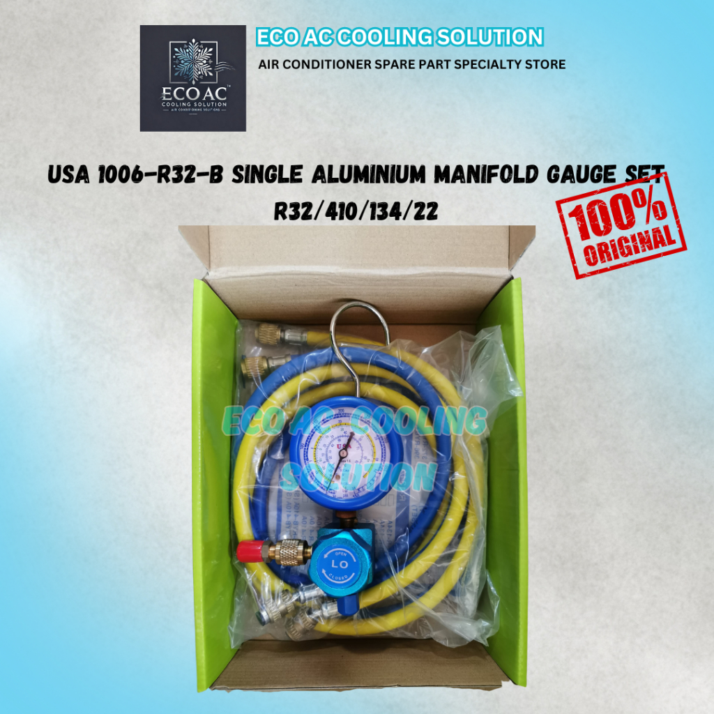 USA Single Low Side Aluminium Manifold Gauge LX1006 C/w 5Ft Hose (R22/R134/R410/R32) | Shopee ...