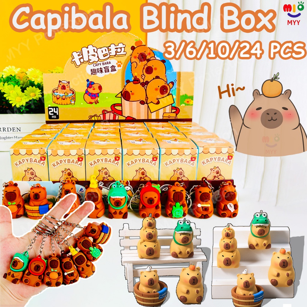 40PCS Capybara Keychain Blind Box 礼盒3D玩具娃娃Miniso Capybara Pendant ...