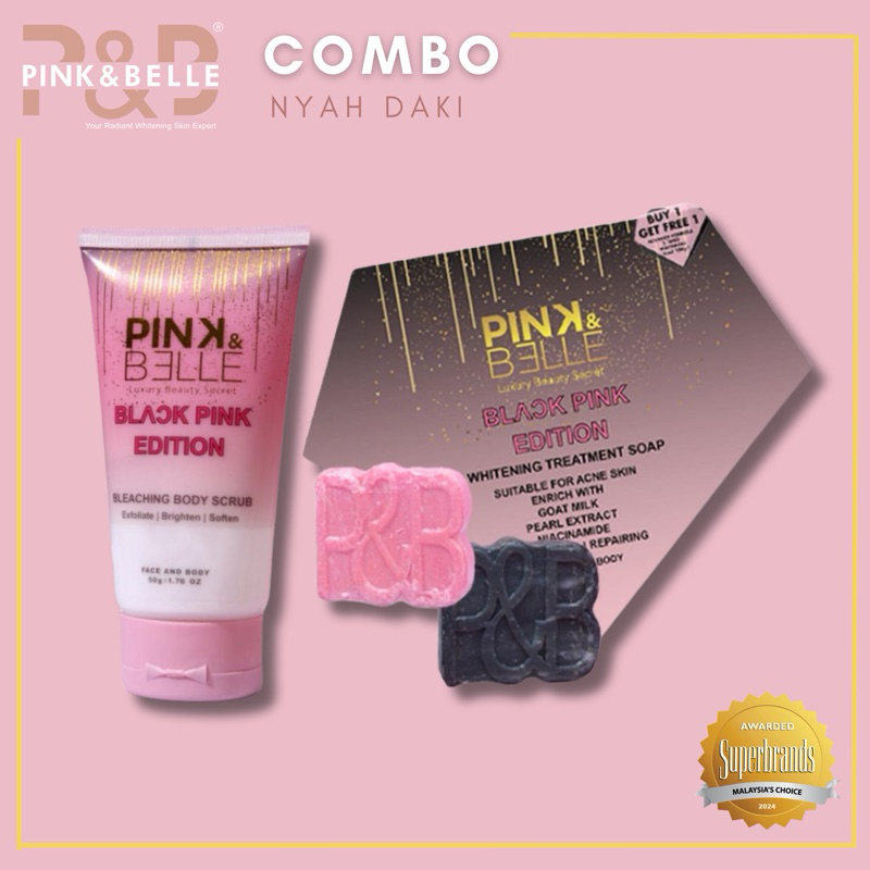 COMBO NYAH DAKI BLACKPINK EDITION PINK&BELLE (2IN1 SOAP 65G + 1 SCRUB ...