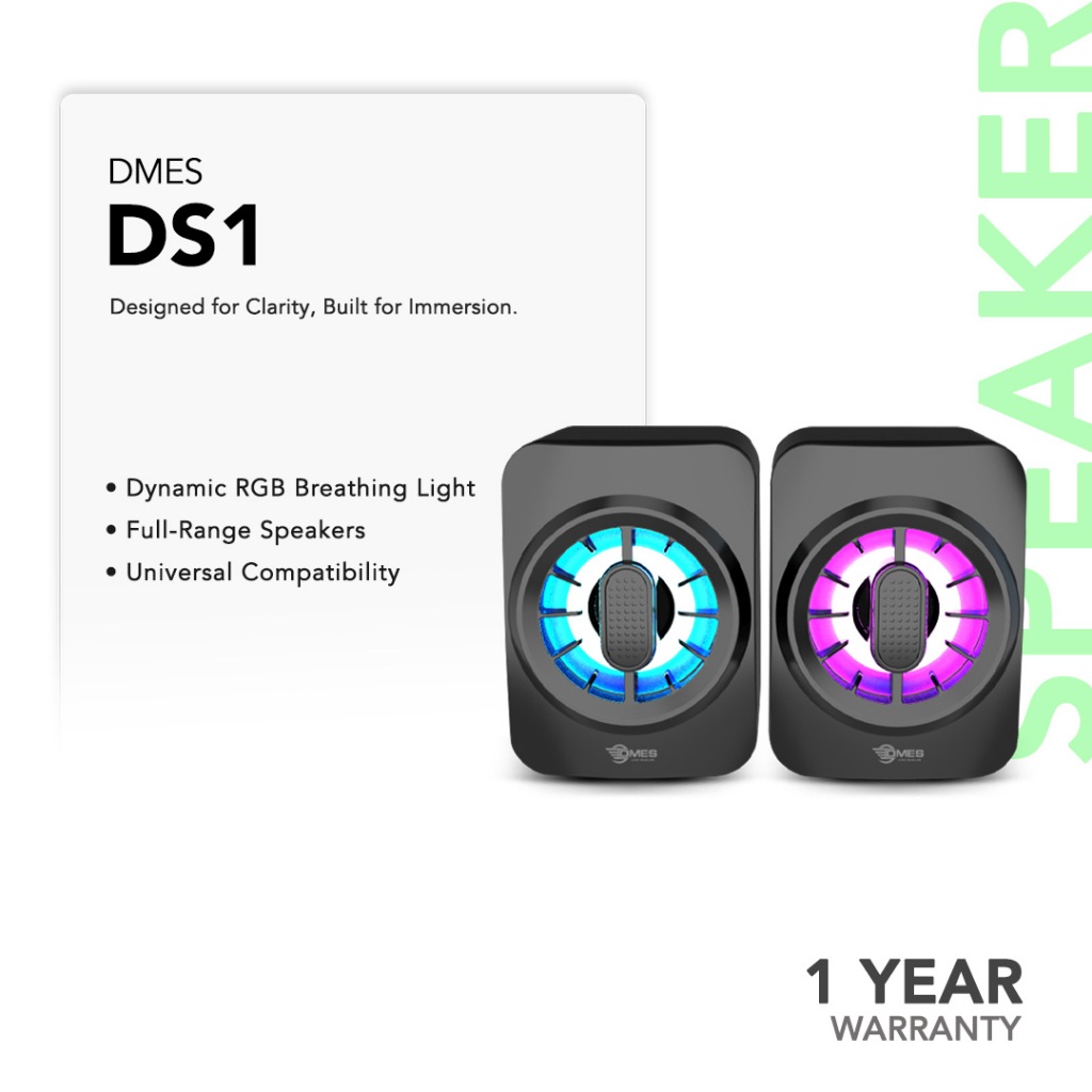 Dmes DS1 USB Wired RGB Speaker 6W Stereo Sound Deep Bass Volume Control Plug and Play for PC ...