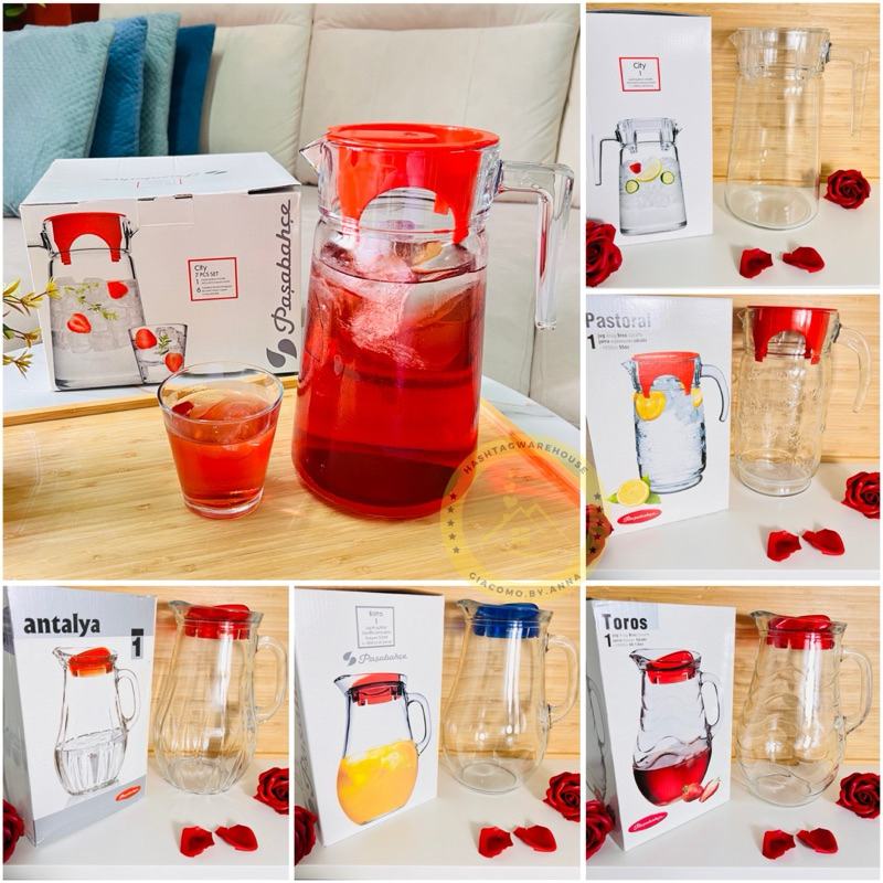 CITY 🎀 2L Jug (Plastic Cover) PASABAHCE Jug [ MULTI DESIGN ] High ...