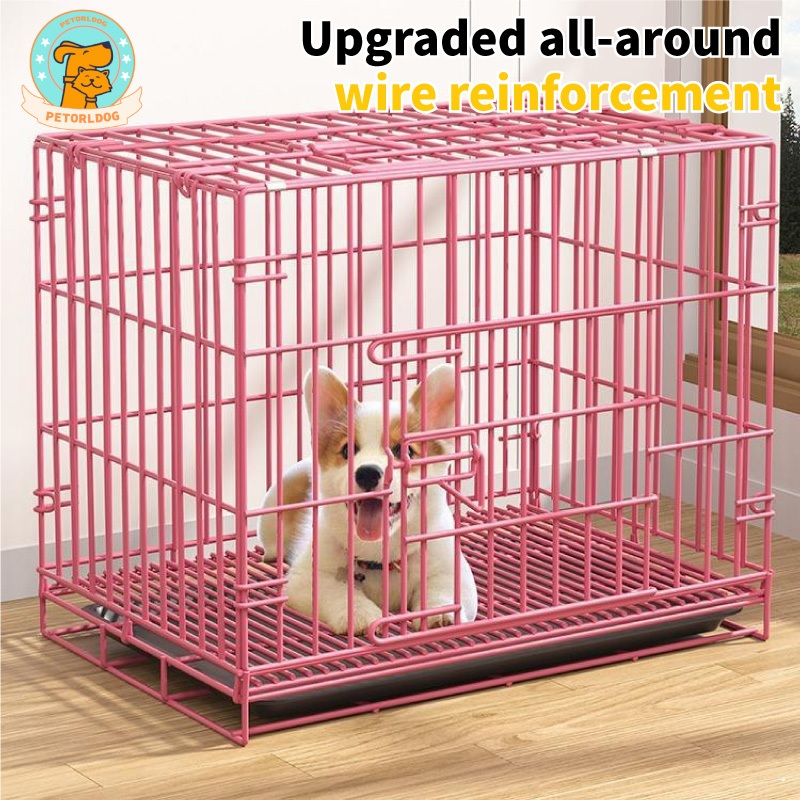 Dog Cage Pet Cage with Tray Foldable Large Space Three Colors Universal ...