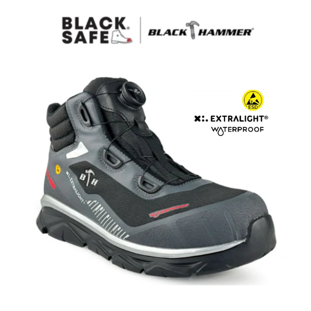 Kasut Keselamatan lelaki Black Hammer Pro Series Men Mid Cut Waterproof ...