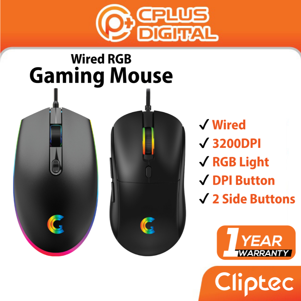 Cliptec Wired Gaming Mouse RZS833 RZS836 3200DPI RGB Light Side Buttons DPI Button | Shopee Malaysia