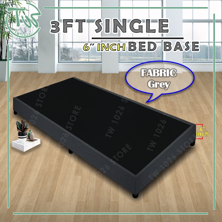 TW【SINGLE】【Fabric GREY】 3 FT Single Size Fabric Divan Bed Base Only/3 ...