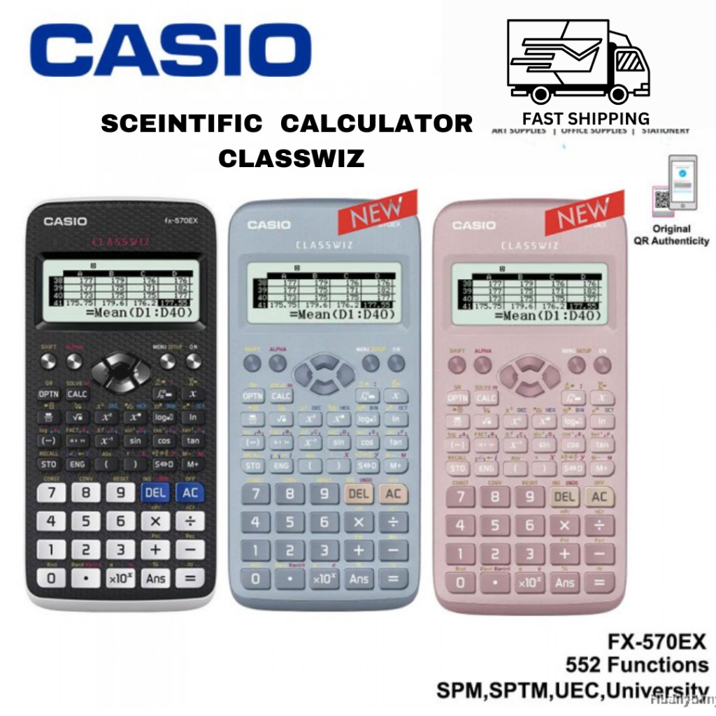 Casio FX-570EX (Black/Pink/Blue) Scientific Calculator For Office and ...