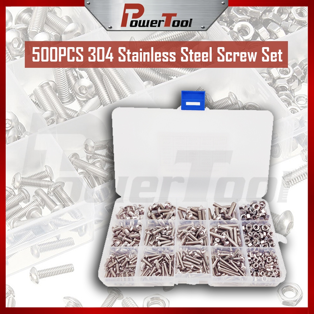 500pcs 304 stainless steel hexagon socket screws bolts nuts washers ...