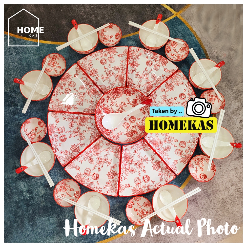 CNY Special Edition Ceramic Red Reunion Sector Plate Multi-Design ...