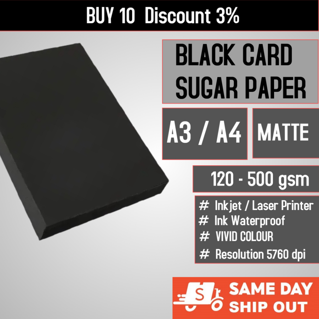 A4 A3 50pcs Black Card Paper Artwork Hot Stamping | Shopee Malaysia