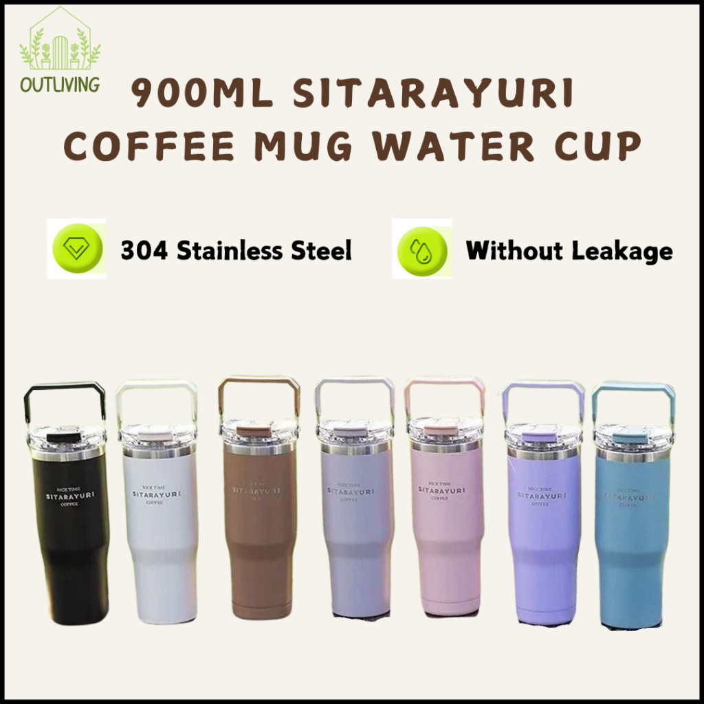 900ML SITARAYURI Stylish Coffee Mug Double Drink Insulated Water Cup ...