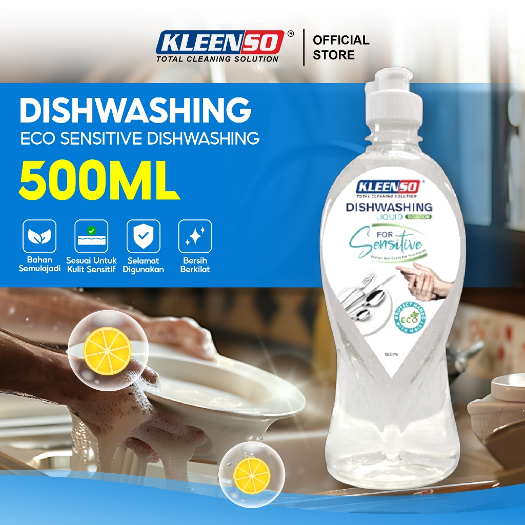 KLEENSO Eco Sensitive Dishwashing 500ml Liquid Sabun Basuh Pinggan ...