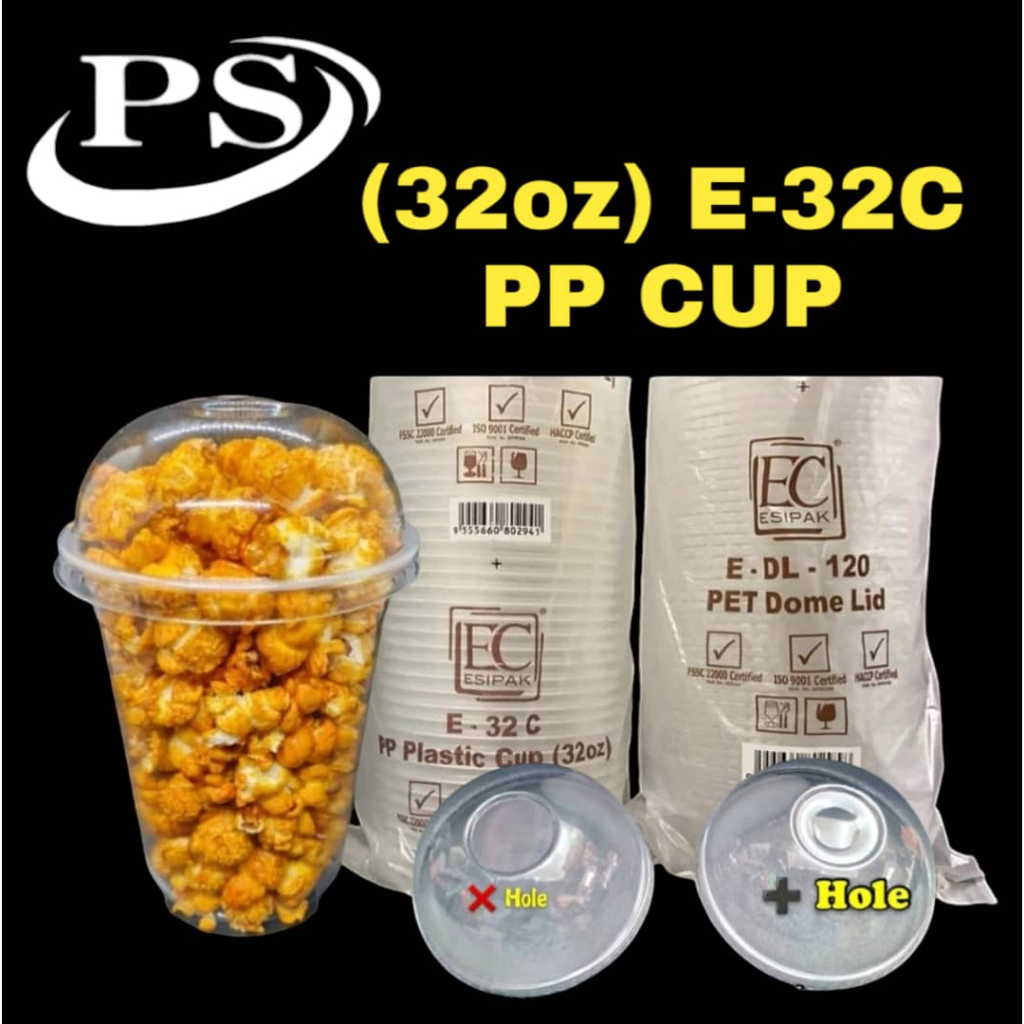 (32oz) E-32C PP Cup with Dome Lid - Disposable Plastic Cup - Drinking ...