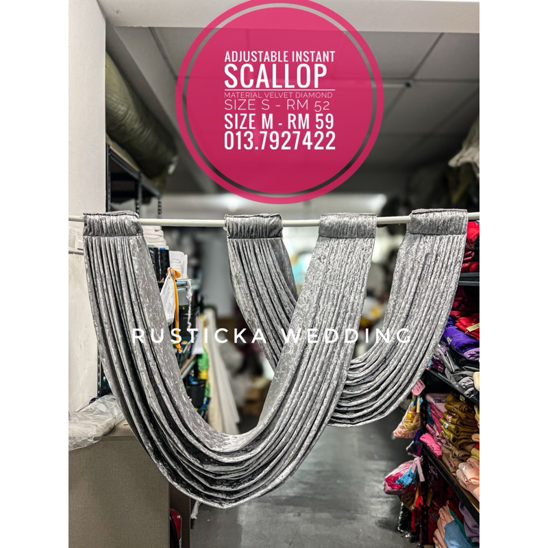 Readymade Siap Jahit Instant Scallop Drapping Drape Wedding Decoration ...