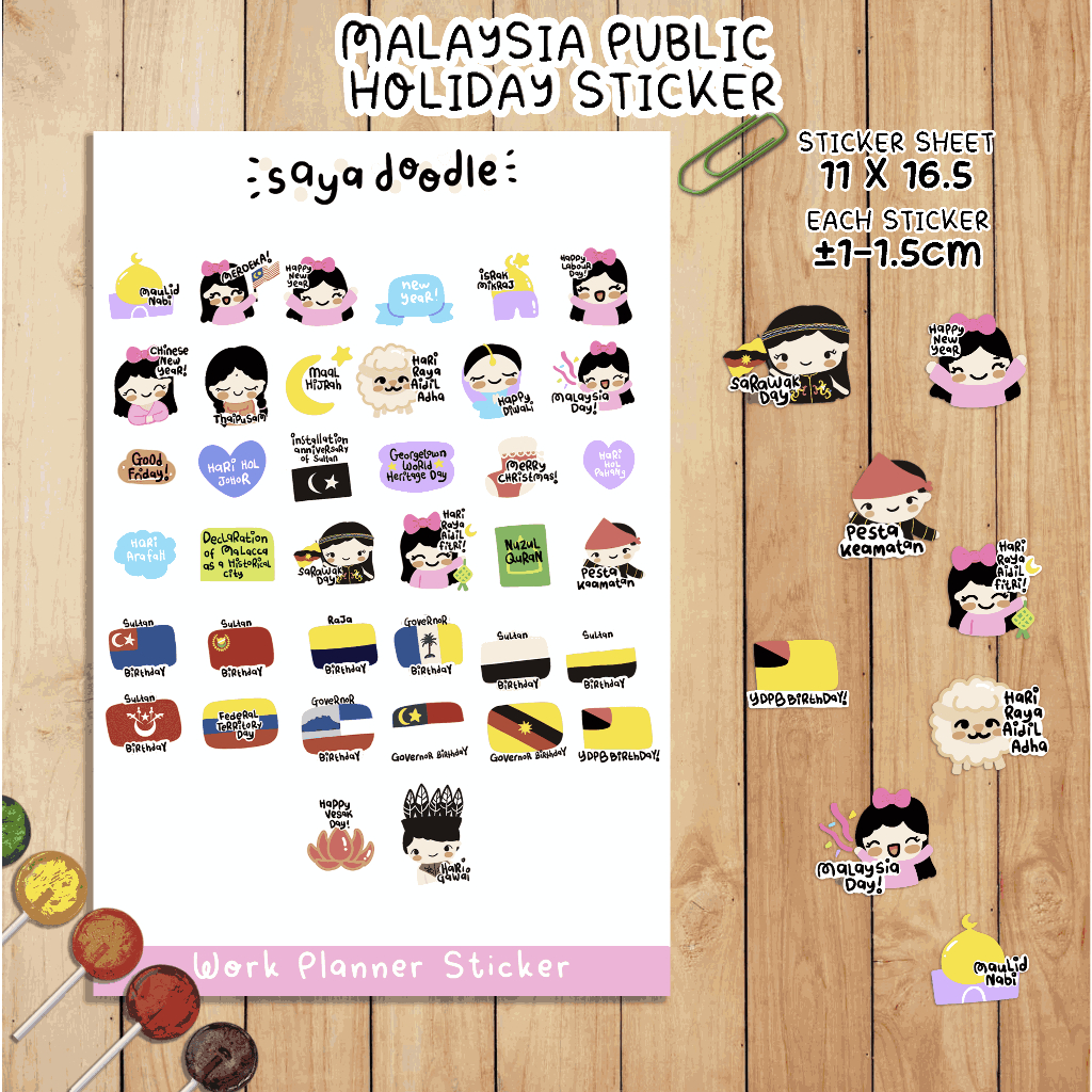 Malaysia Public Holiday Planner Sticker Journal Merdeka Cute Hari Raya ...