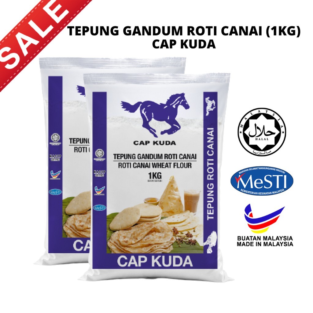 TEPUNG GANDUM ROTI CANAI CAP KUDA | TEPUNG GANDUM SERBAGUNA KUDA BIRU ...