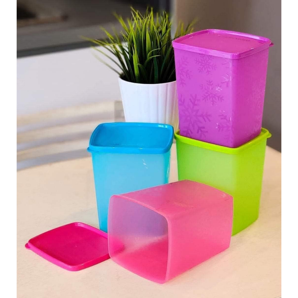 Tupperware Snowflake 1.4L Square Round Bekas Peti Sejuk Square Food ...