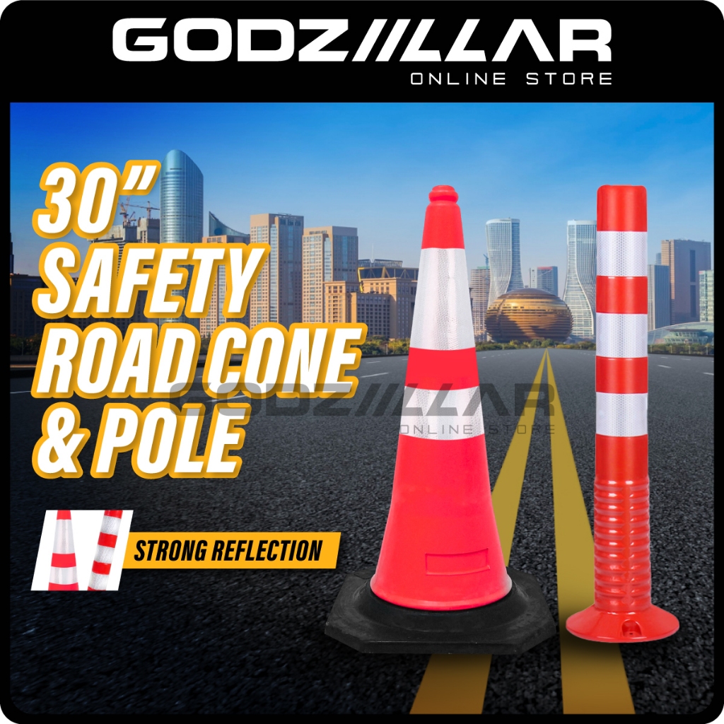 30"/77cm Safety Cone Road Cone High Elastic Pole PU/PE Cone PVC ...