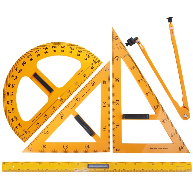 Large Geometry Ruler Compass Protractor Set Triangle Mathematical ...