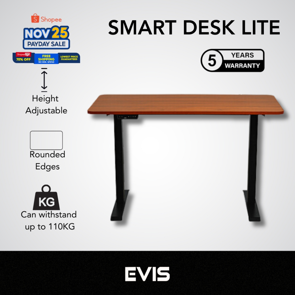 EVIS Smart Desk Lite Height Adjustable Office Desk with Curved Edges ...