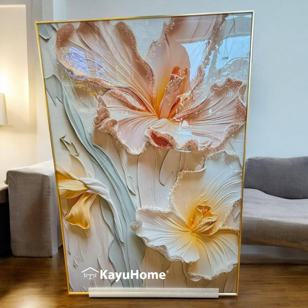 FRAME FLORAL 3D ACRYLIC WITH DIAMOND ATTACH BUNGA TIMBUL MURAH MEWAH ...