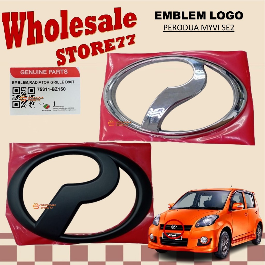 Original | PERODUA MYVI SE2 Logo Emblem Front Chrome Black 75311-BZ150 ...
