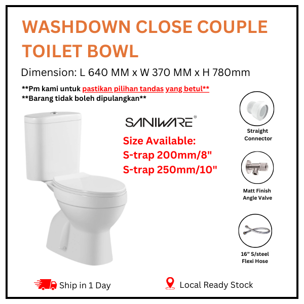 SANIWARE WC-2110A Close Couple Water Closet WC S-trap 200mm /250mm ...
